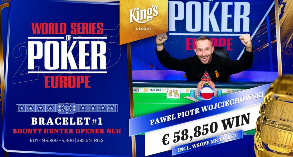Pawel Wojciechowski Wins First WSOP Europe Bracelet in Bounty Hunter Opener